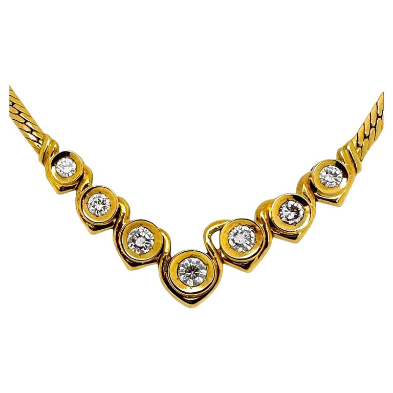 Late-20th Century 18K Yellow Gold and Diamond Fashion Necklace For Sale ...