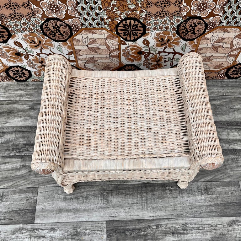 Late 20th Century Boho Chic Coastal Style Rattan Vanity Bench For Sale ...