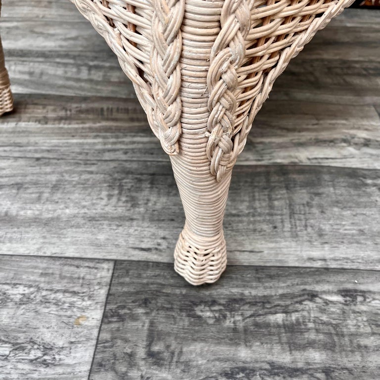 Late 20th Century Boho Chic Coastal Style Rattan Vanity Bench For Sale ...