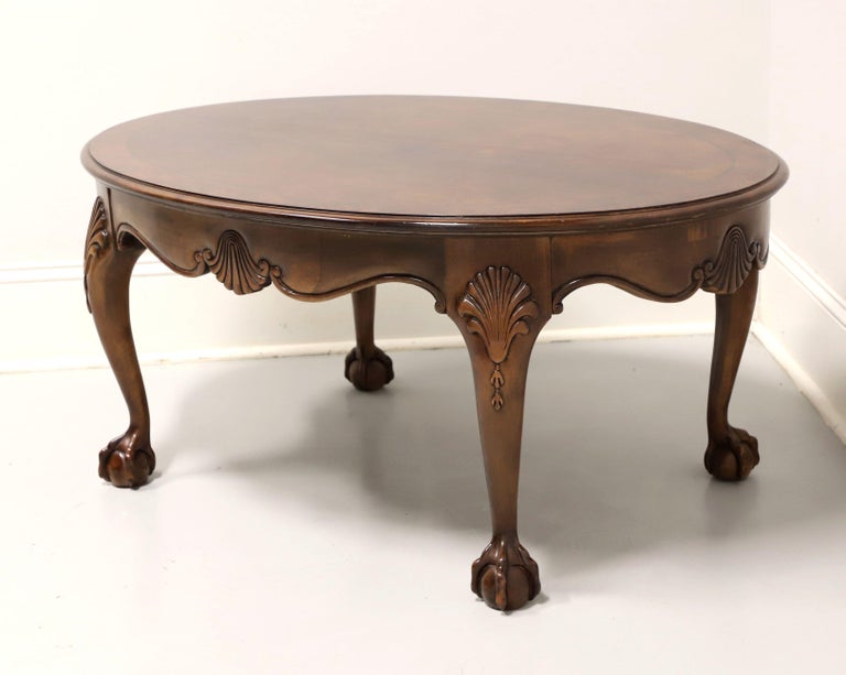 Late 20th Century Bookmatched Walnut Chippendale Coffee Cocktail Table ...