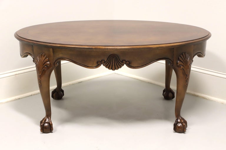Late 20th Century Bookmatched Walnut Chippendale Coffee Cocktail Table ...