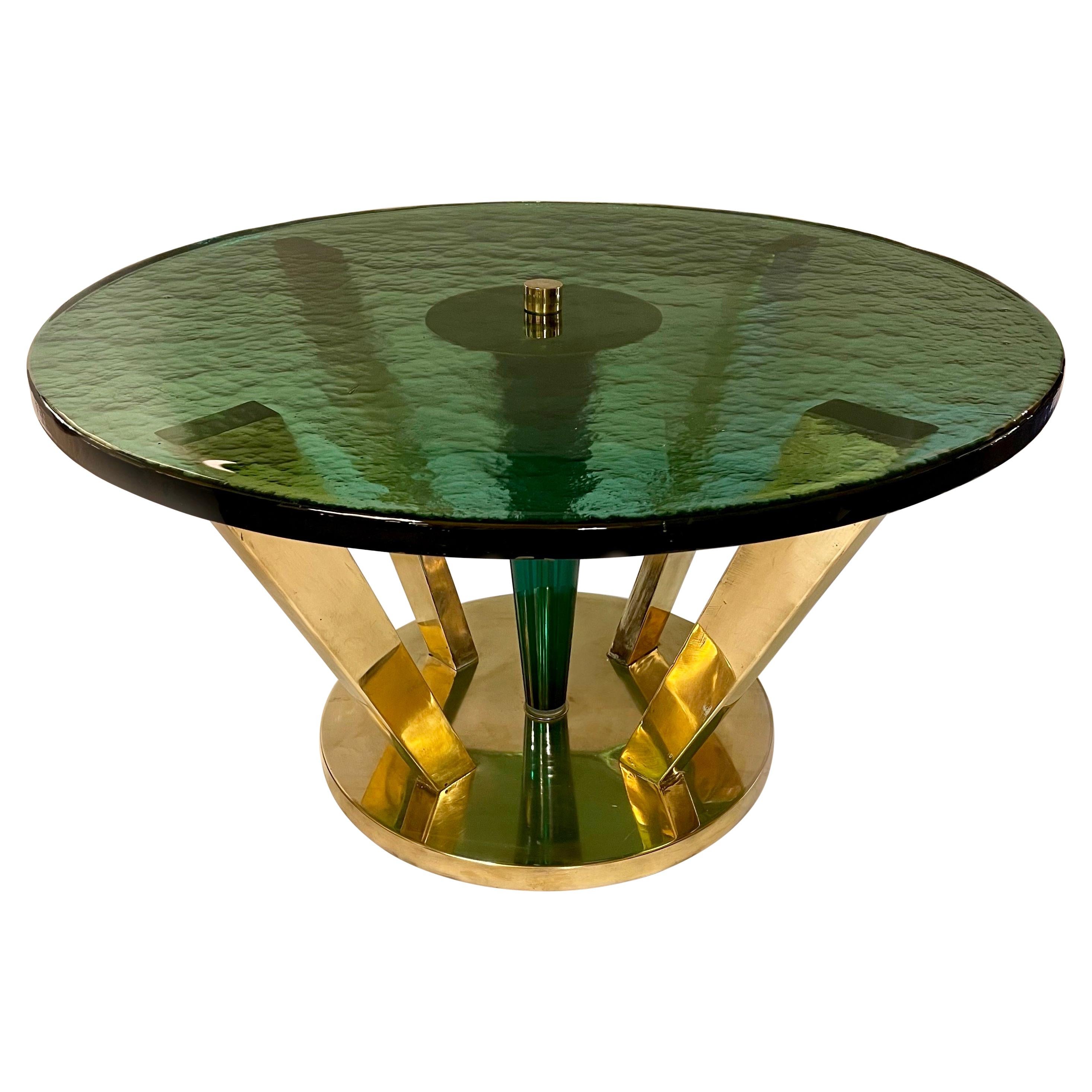 Late 20th Century Sculptural Green Murano Glass Bowl For Sale at 1stDibs