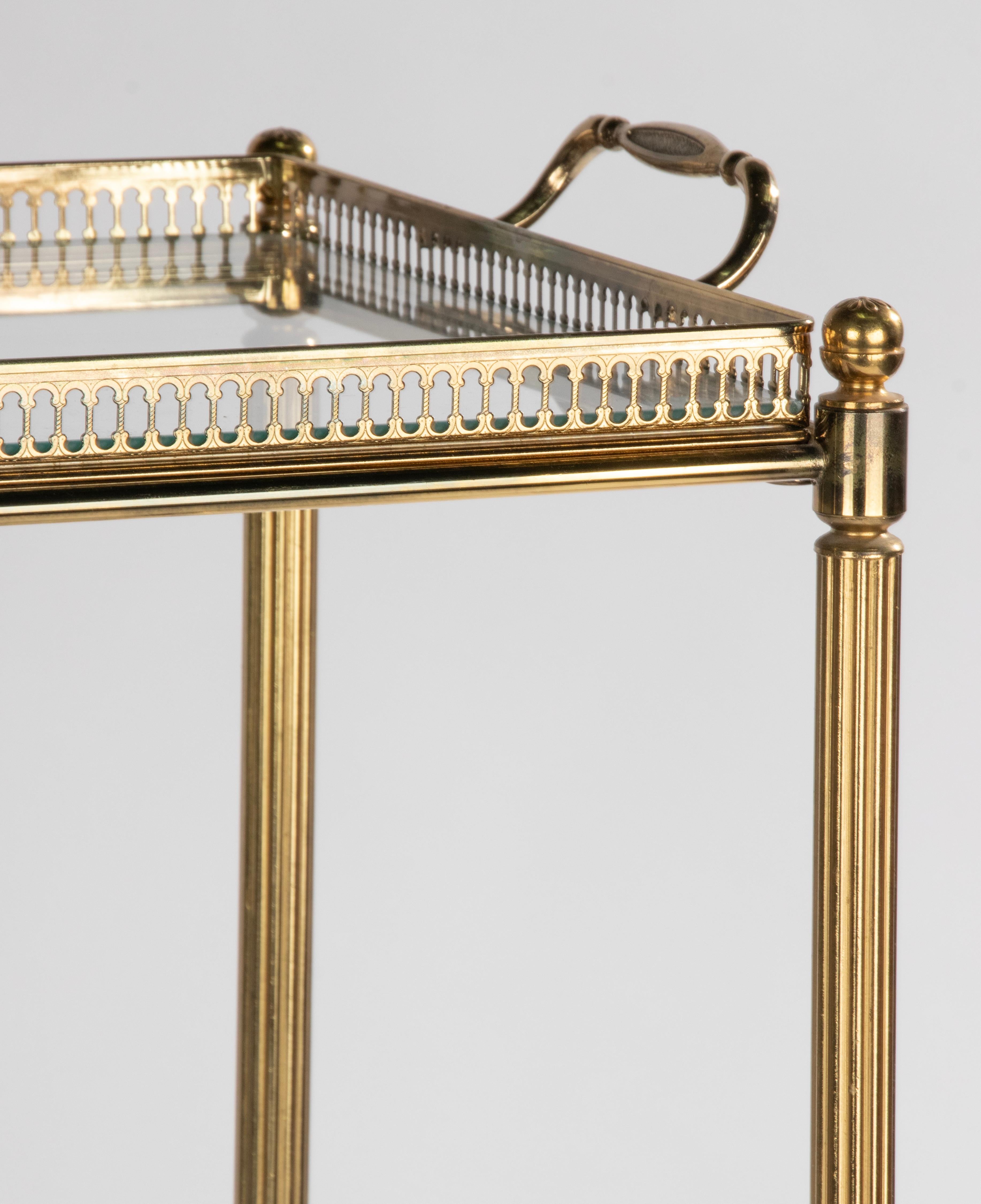 Late 20th Century Brass Two-tier Bart Cart Trolley with Serving Tray ...