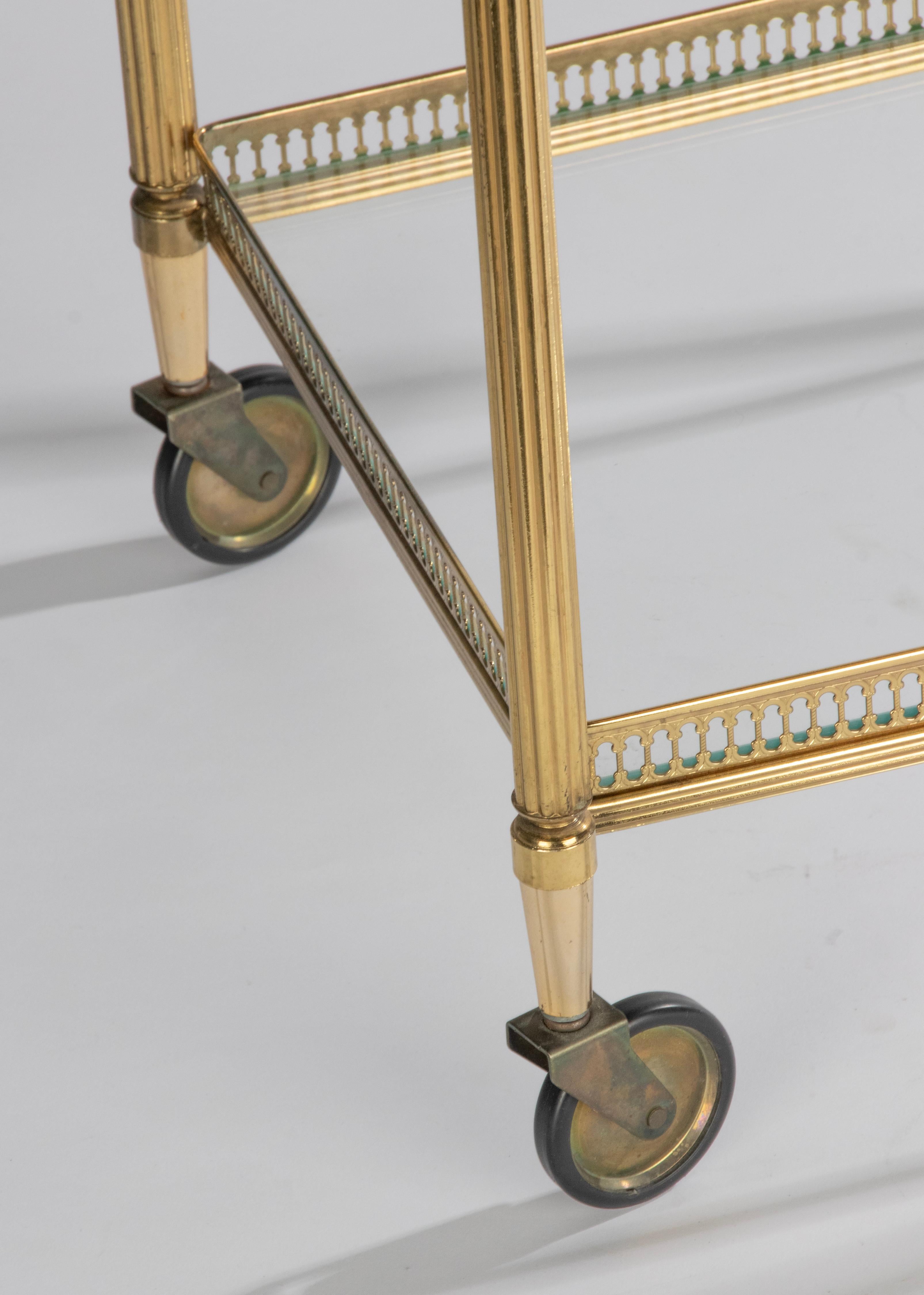 Late 20th Century Brass Two-tier Bart Cart Trolley with Serving Tray ...