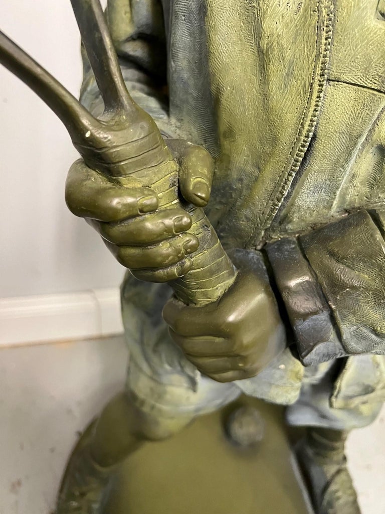 Late 20th Century Bronze Boy Tennis Player For Sale at 1stDibs
