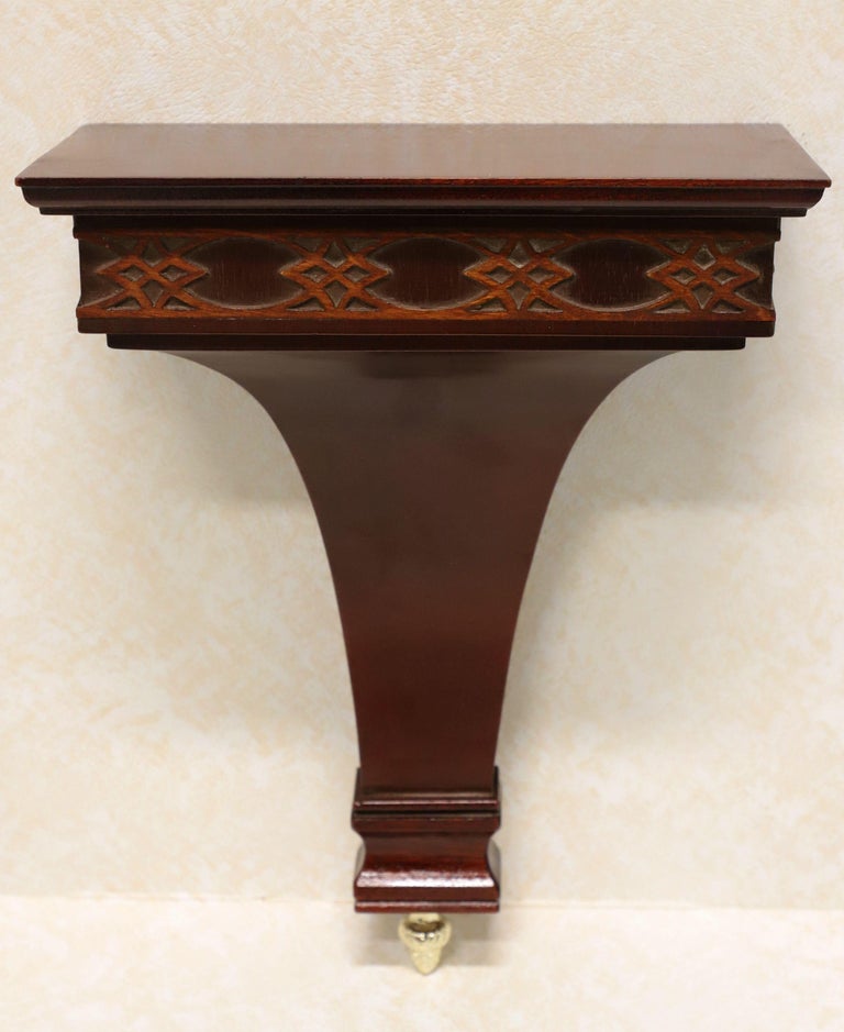 Late 20th Century Carved Mahogany Chippendale Wall Bracket Shelf w ...