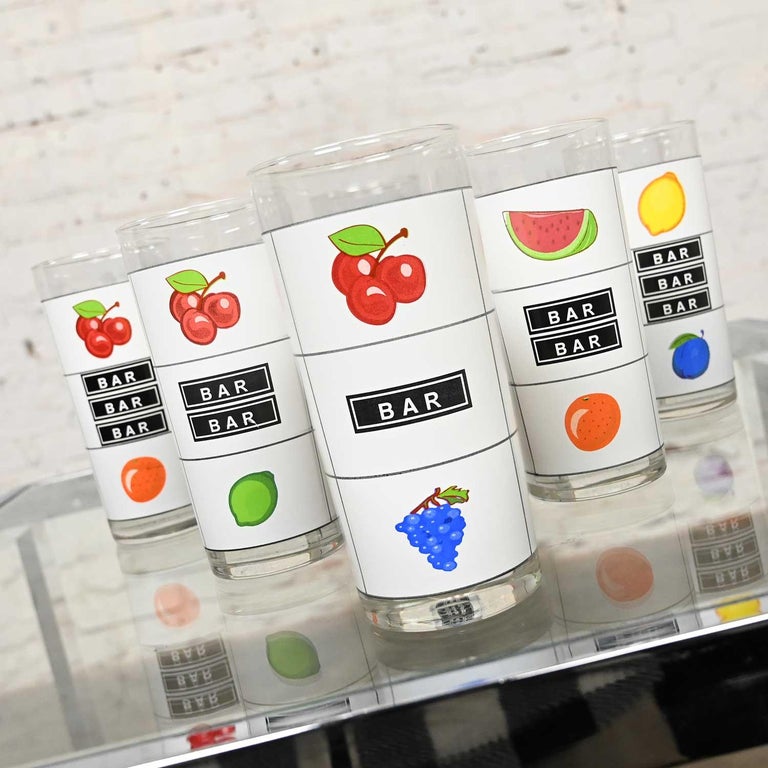 Late 20th Century Casino Slot Machine Highball Cocktail Glasses Set of ...