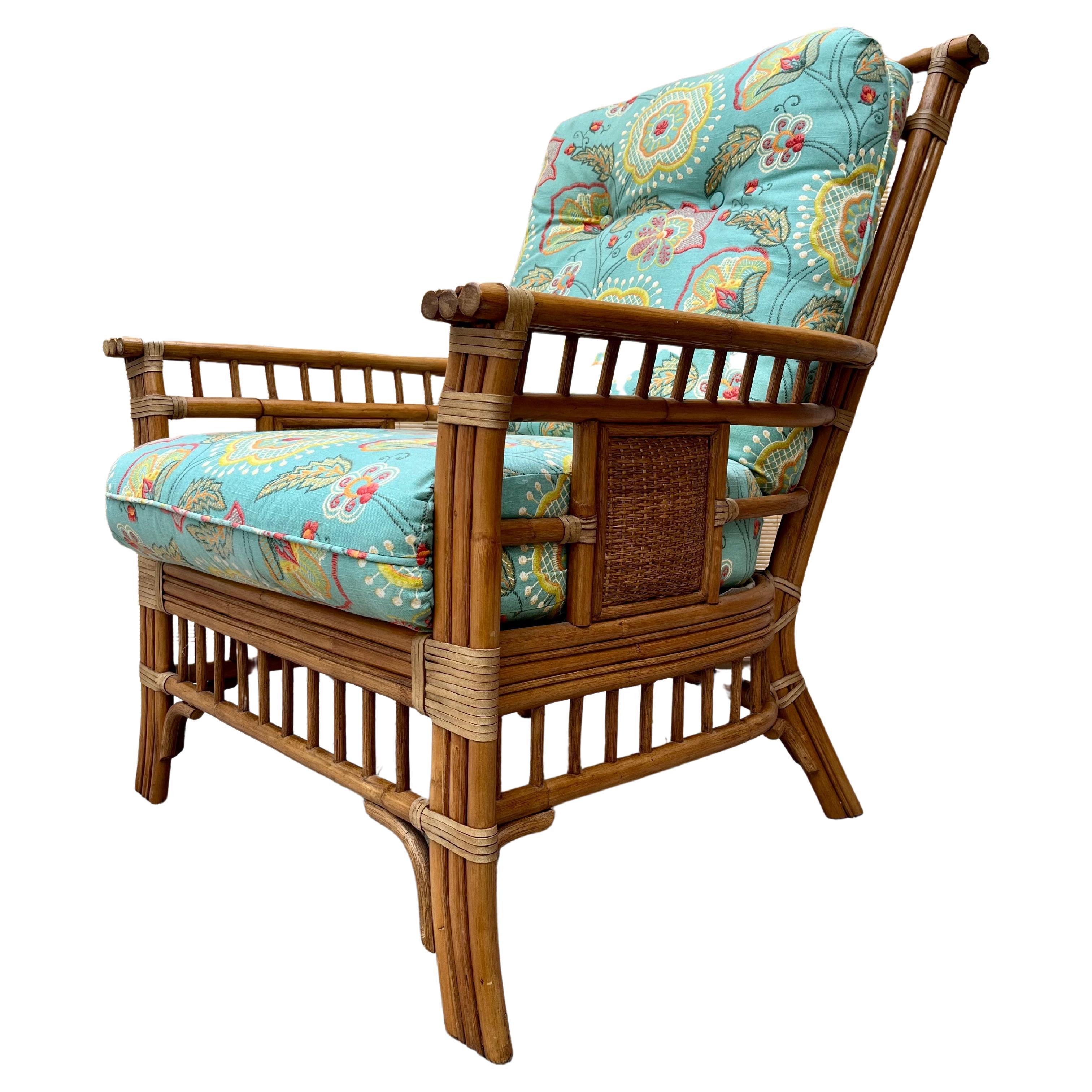 Rattan Tiki Style Chinoiserie Lounge Chairs at 1stDibs