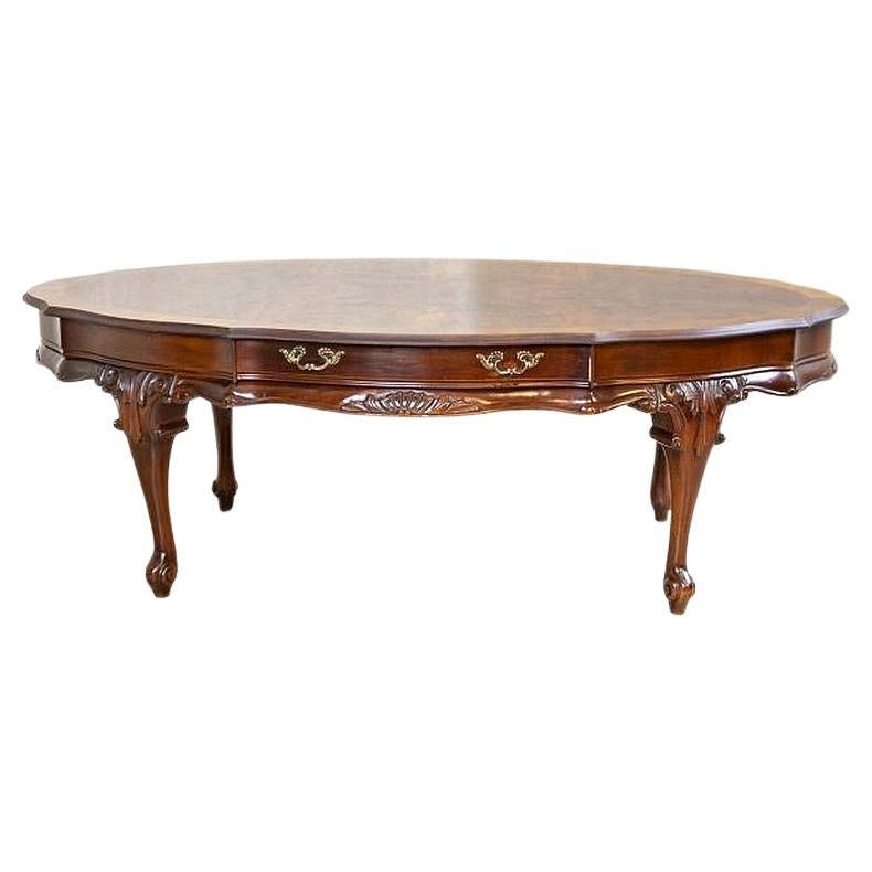 20th Century Round Walnut Coffee Table in the Chippendale Type with ...