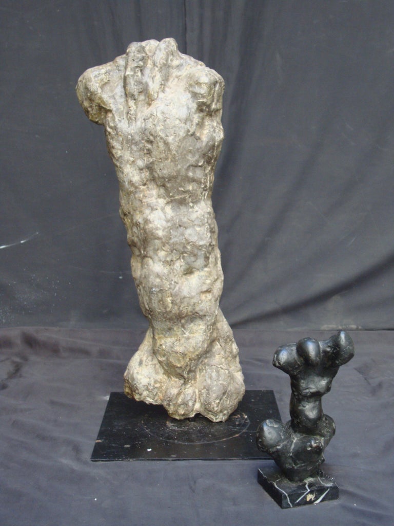 Late 20th Century, Composite Cements Materials Male Torso on Iron Base ...