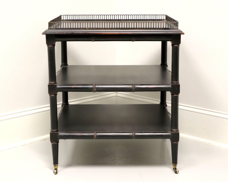 Late 20th Century Faux Bamboo Gallery Top Square Tier Side Table on ...