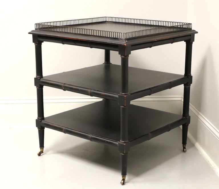 Late 20th Century Faux Bamboo Gallery Top Square Tier Side Table on ...