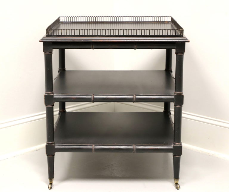 Late 20th Century Faux Bamboo Gallery Top Square Tier Side Table on ...