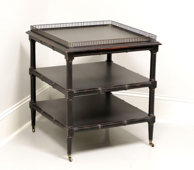 Late 20th Century Faux Bamboo Gallery Top Square Tier Side Table on ...