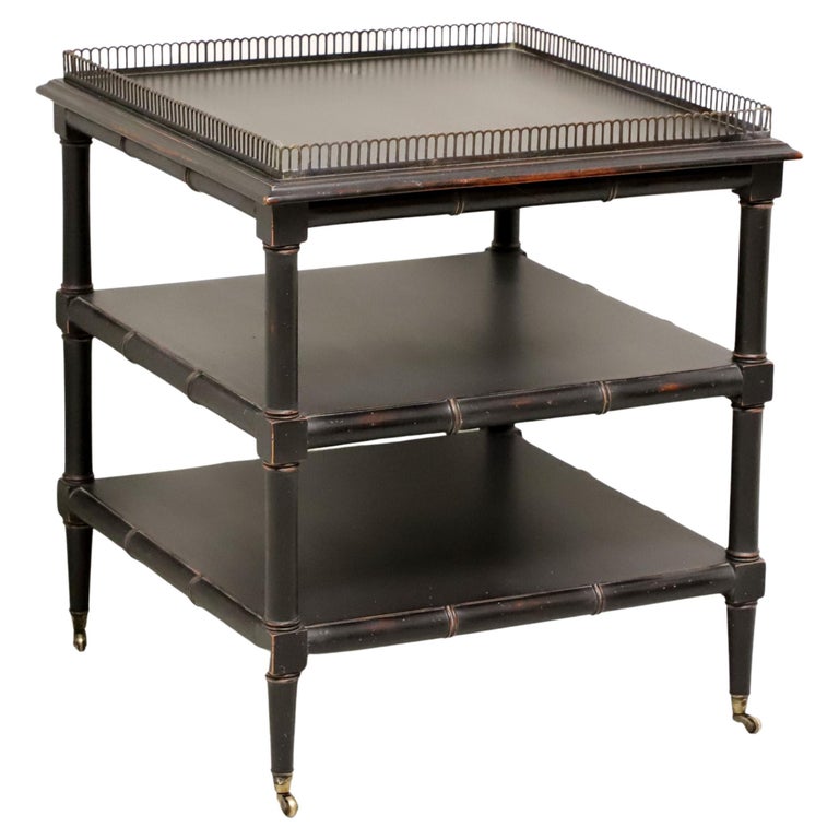 Late 20th Century Faux Bamboo Gallery Top Square Tier Side Table on ...