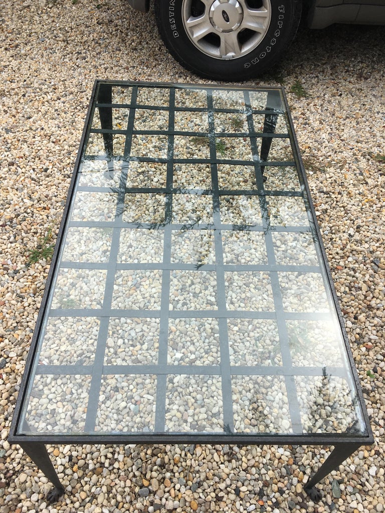 Late 20th Century Forged Iron and Glass Coffee Table by La Forge ...