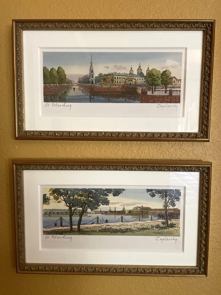 Late 20th Century Framed Pen and Watercolor Drawings of St. Petersburg ...