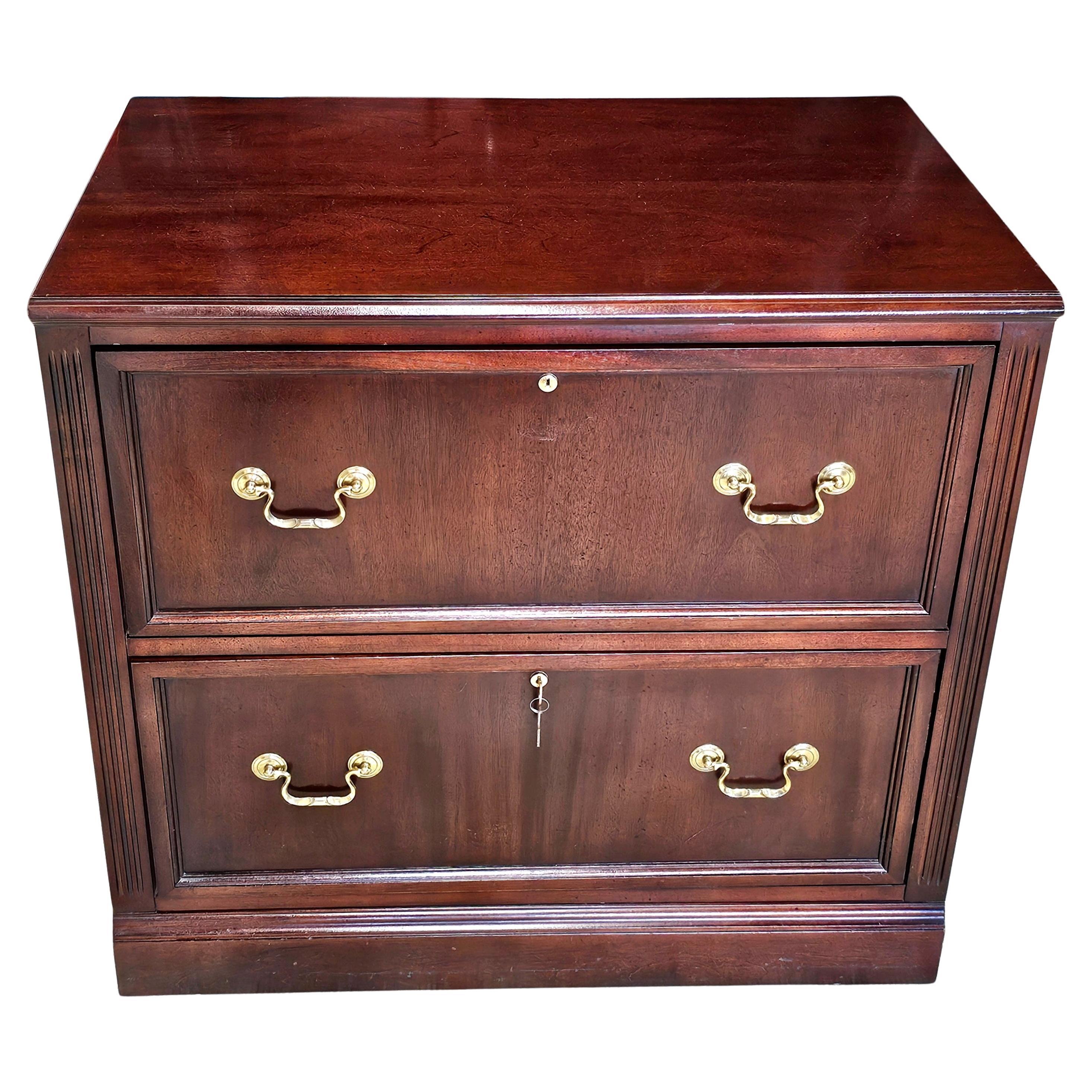 Late 20th Century Hekman Mahogany Lateral Two Drawer Locking Filing ...