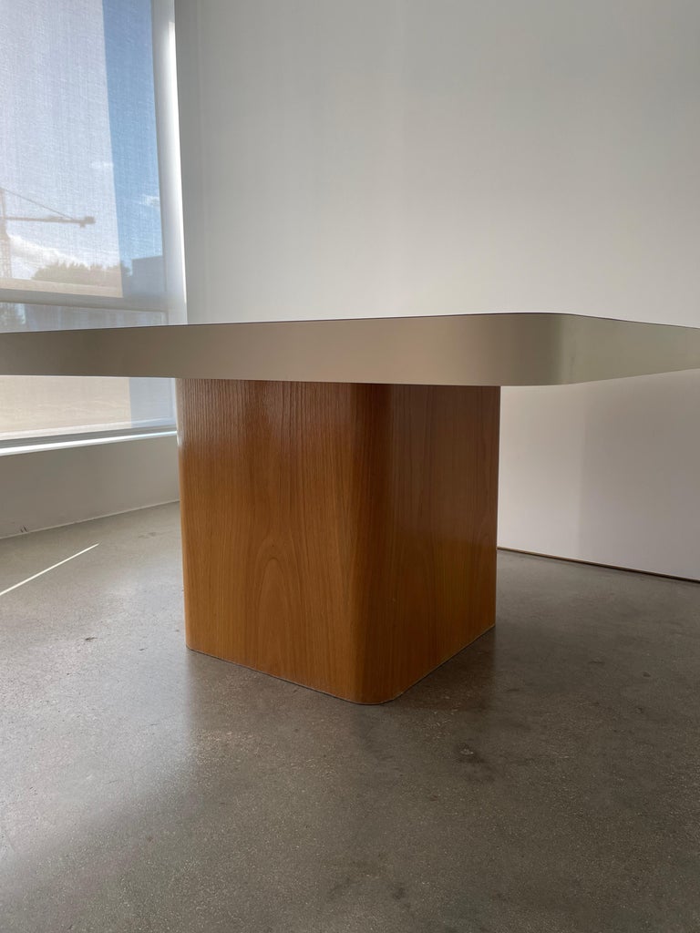 Late 20th Century Laminate Wooden Block Dining Table For Sale at 1stDibs