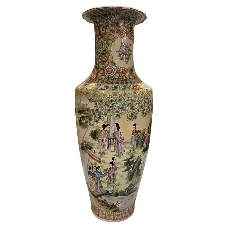 Late 20th Century Large Chinese Hand Painted Porcelain Palace Urn For ...