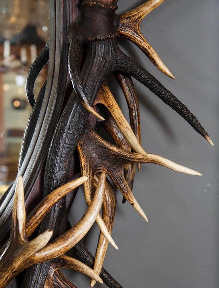 Large Oval Antler Horn Mirror at 1stDibs
