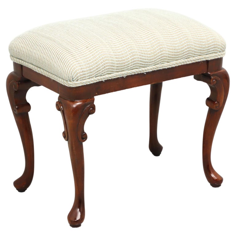 Late 20th Century Mahogany Queen Anne Upholstered Footstool - B at 1stDibs