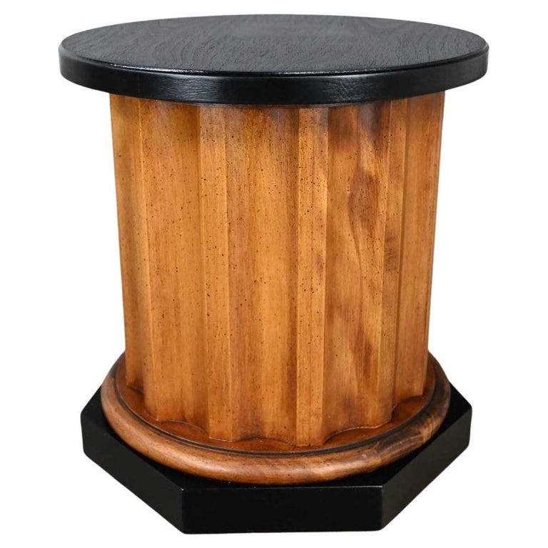 Late 20th Century Neoclassic Revival Walnut Toned Wood and Black Column ...