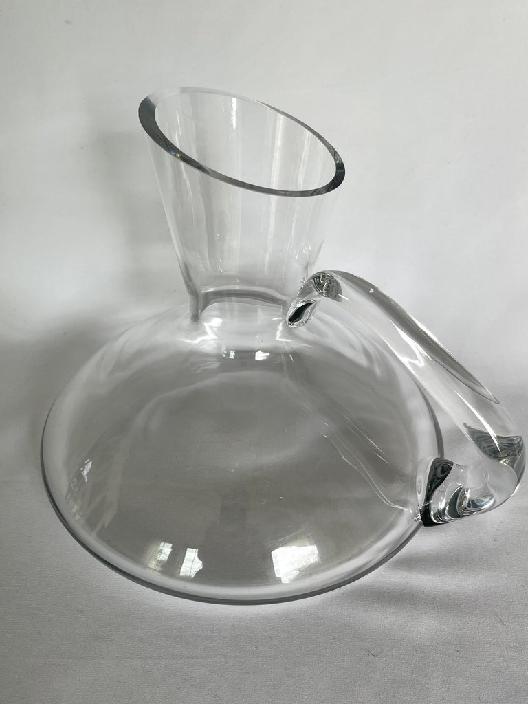 Late 20th Century Oblique Glass Wine Carafe / Decanter with Handle For ...