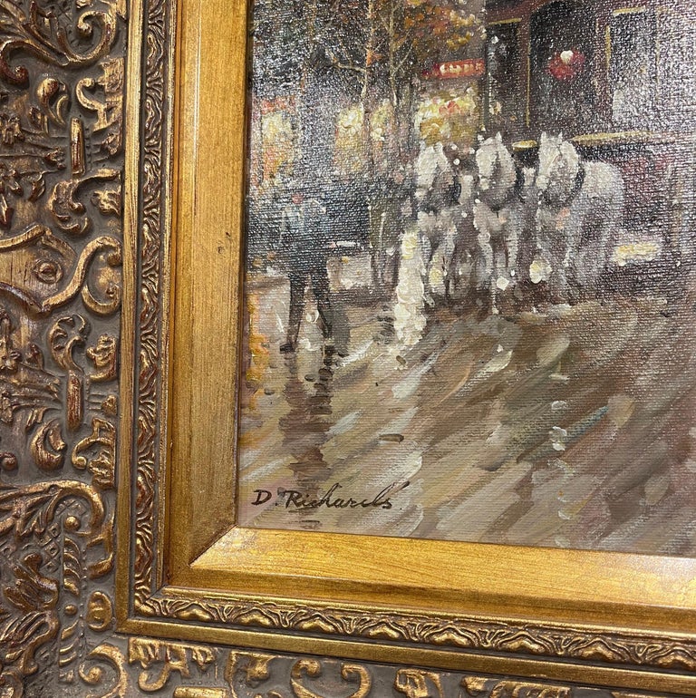 Mid-Century Parisian Street Oil Painting in Carved Gilt Frame Signed D ...