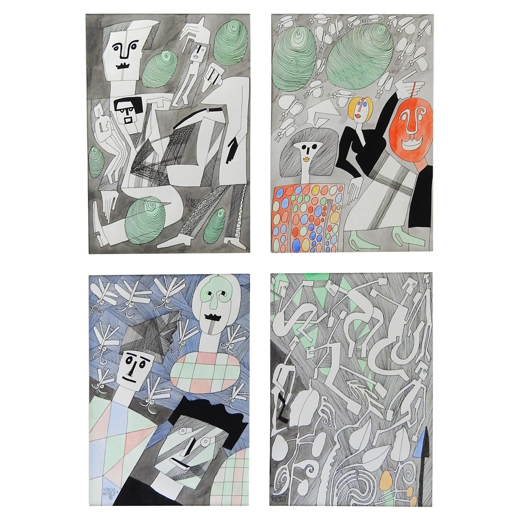 Late 20th Century Parties of Four by Benicio Nunez For Sale at 1stDibs