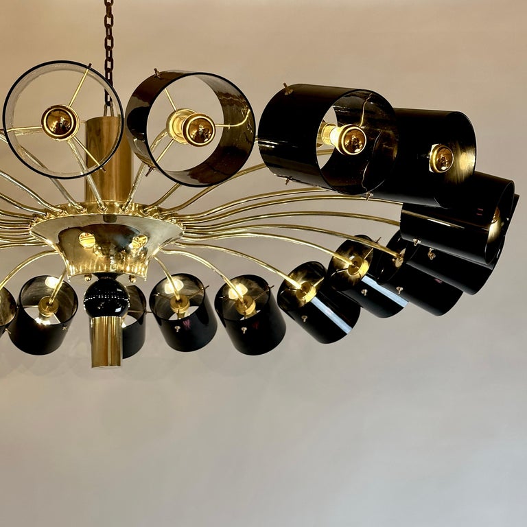 Late 20th Century Round Brass w/ Black Murano Glass Light Diffusers ...