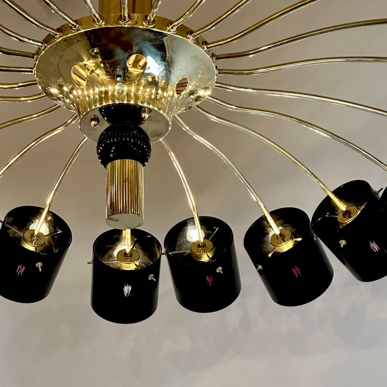 Late 20th Century Round Brass w/ Black Murano Glass Light Diffusers ...