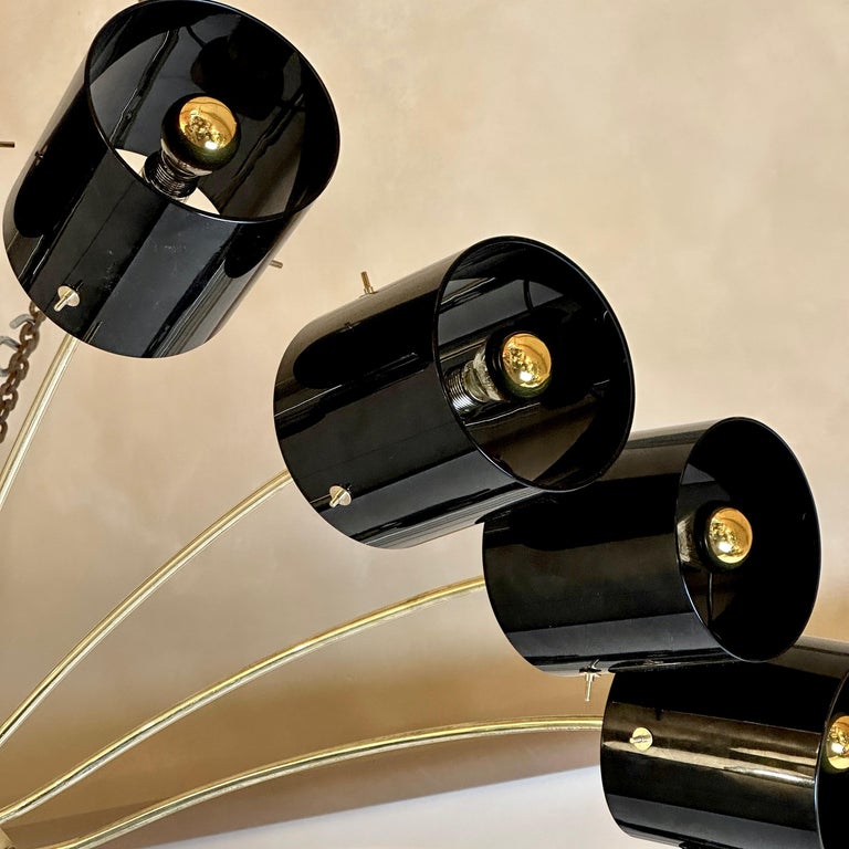 Late 20th Century Round Brass w/ Black Murano Glass Light Diffusers ...