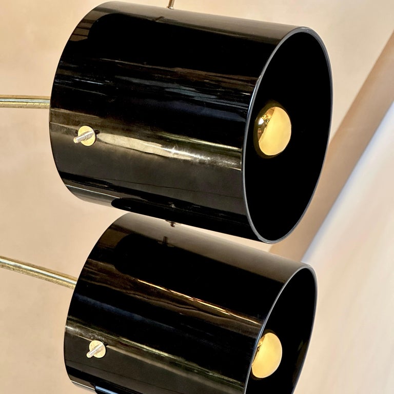 Late 20th Century Round Brass w/ Black Murano Glass Light Diffusers ...