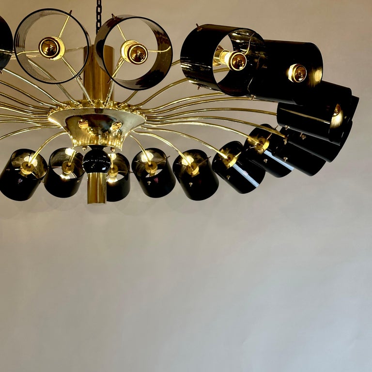 Late 20th Century Round Brass w/ Black Murano Glass Light Diffusers ...