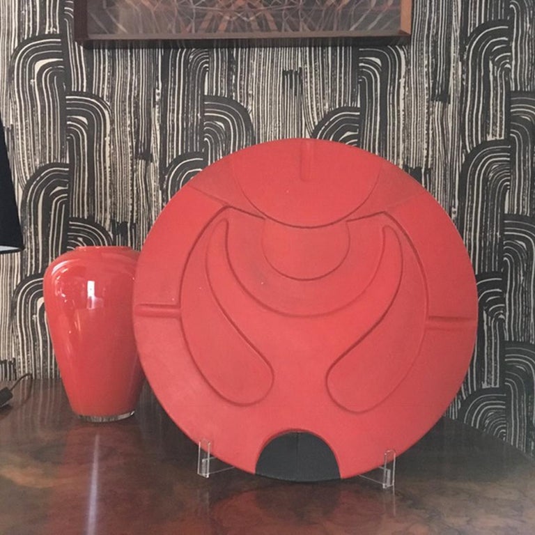 Italy Post Design Modern Abstract Orange Terracotta Disk Bowl For Sale ...