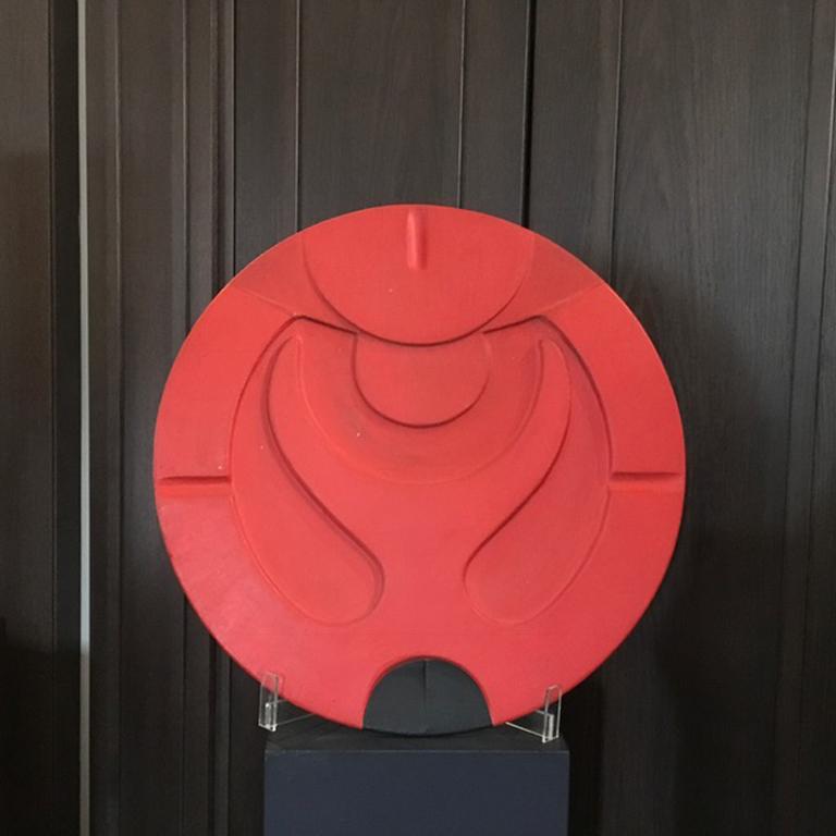 Italy Post Design Modern Abstract Orange Terracotta Disk Bowl For Sale ...