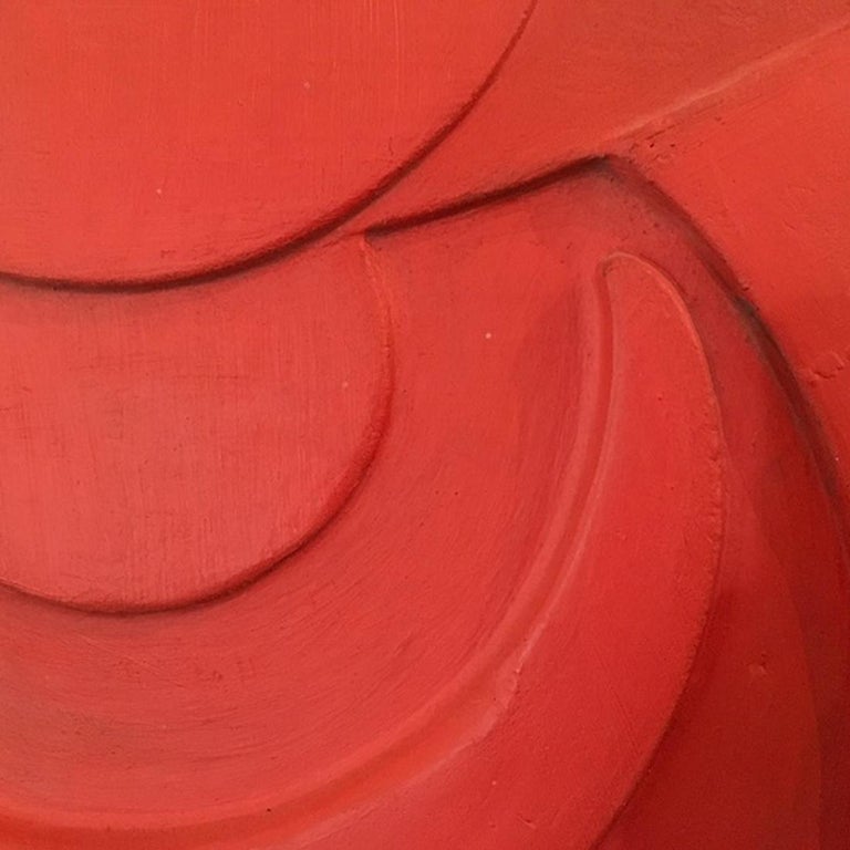 Italy Post Design Modern Abstract Orange Terracotta Disk Bowl For Sale ...