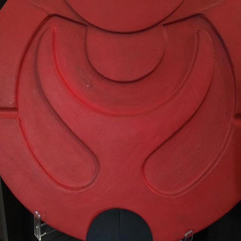 Italy Post Design Modern Abstract Orange Terracotta Disk Bowl For Sale ...