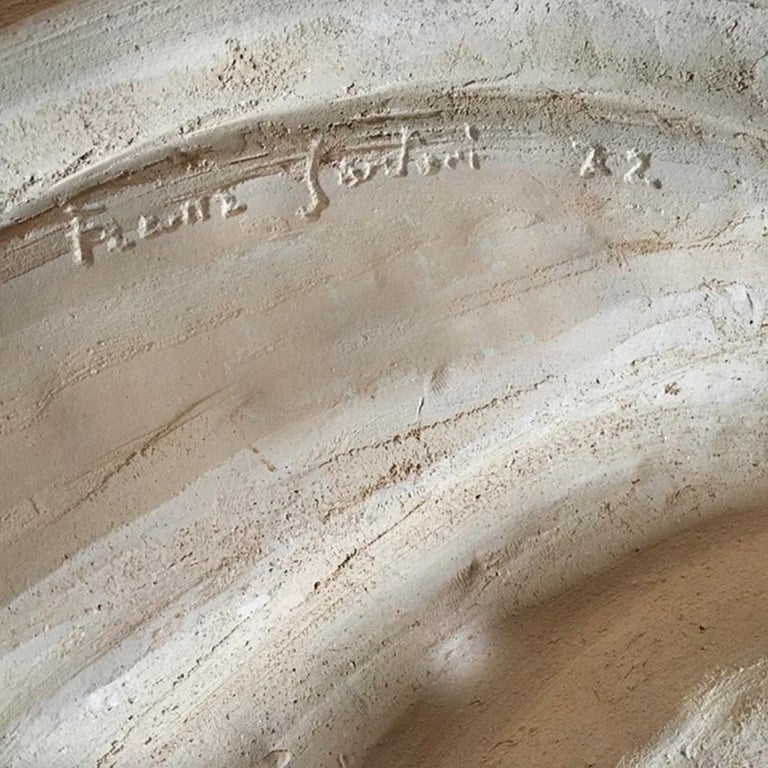 Italy Post Design Modern Abstract Orange Terracotta Disk Bowl For Sale ...