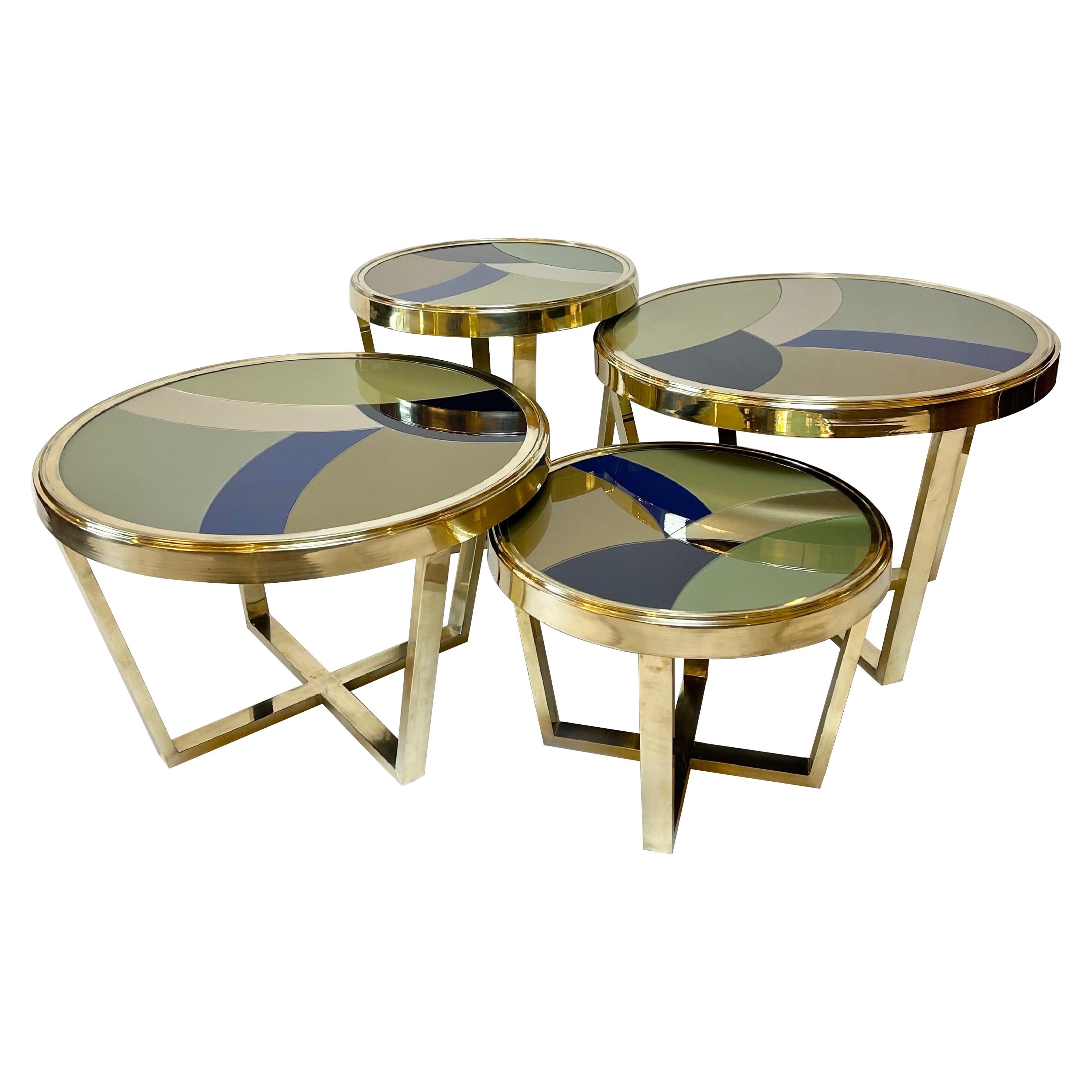 Pair of Lacquer Tables with Leather Samurai Armor Tops For Sale at 1stDibs