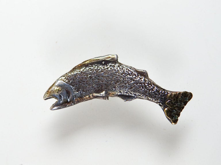 Late 20th Century Silver and Gold Fish Tie Tack Studio Made For Sale at ...