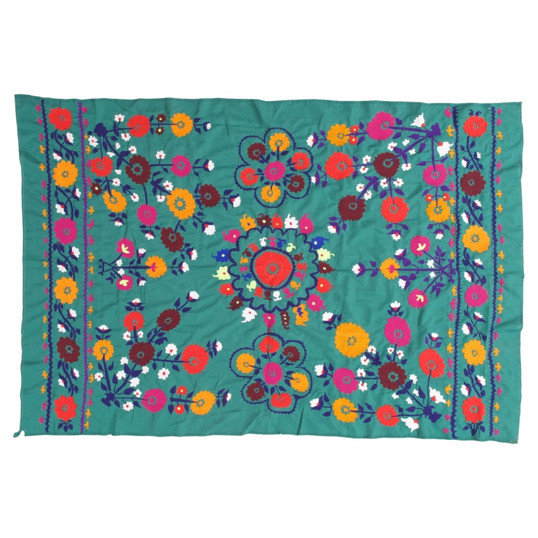 Late 20th Century Suzani Style Textile, Floral Earthy Tone, Colorful ...