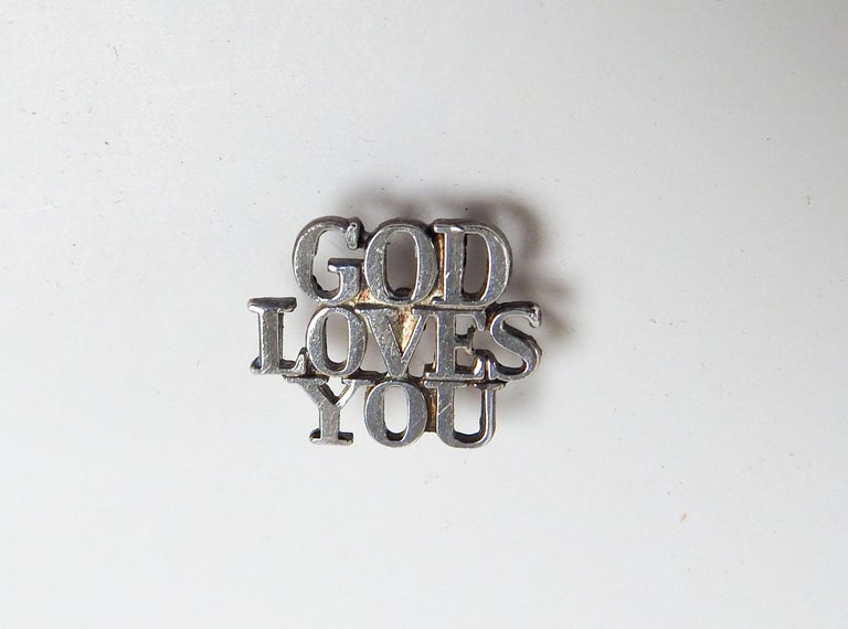 Late 20th Century Tiffany Sterling Silver God Loves You Lapel Tie Pin ...