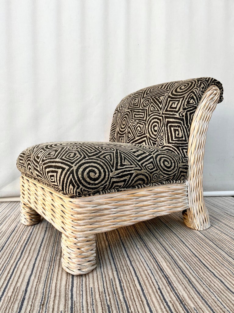 Late 20th Century Twisted Rattan Upholstered Lounge Chair For Sale at ...
