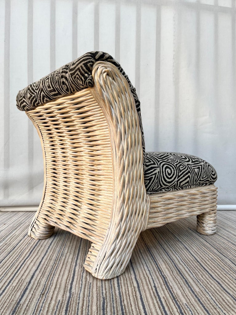 Late 20th Century Twisted Rattan Upholstered Lounge Chair For Sale at ...