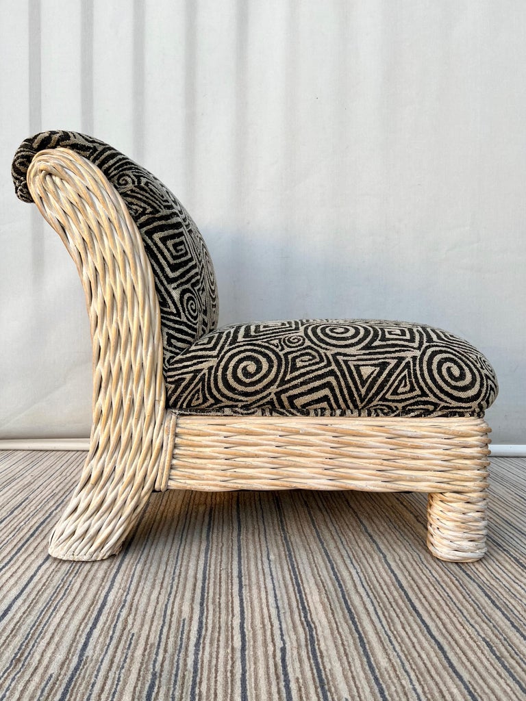 Late 20th Century Twisted Rattan Upholstered Lounge Chair For Sale at ...