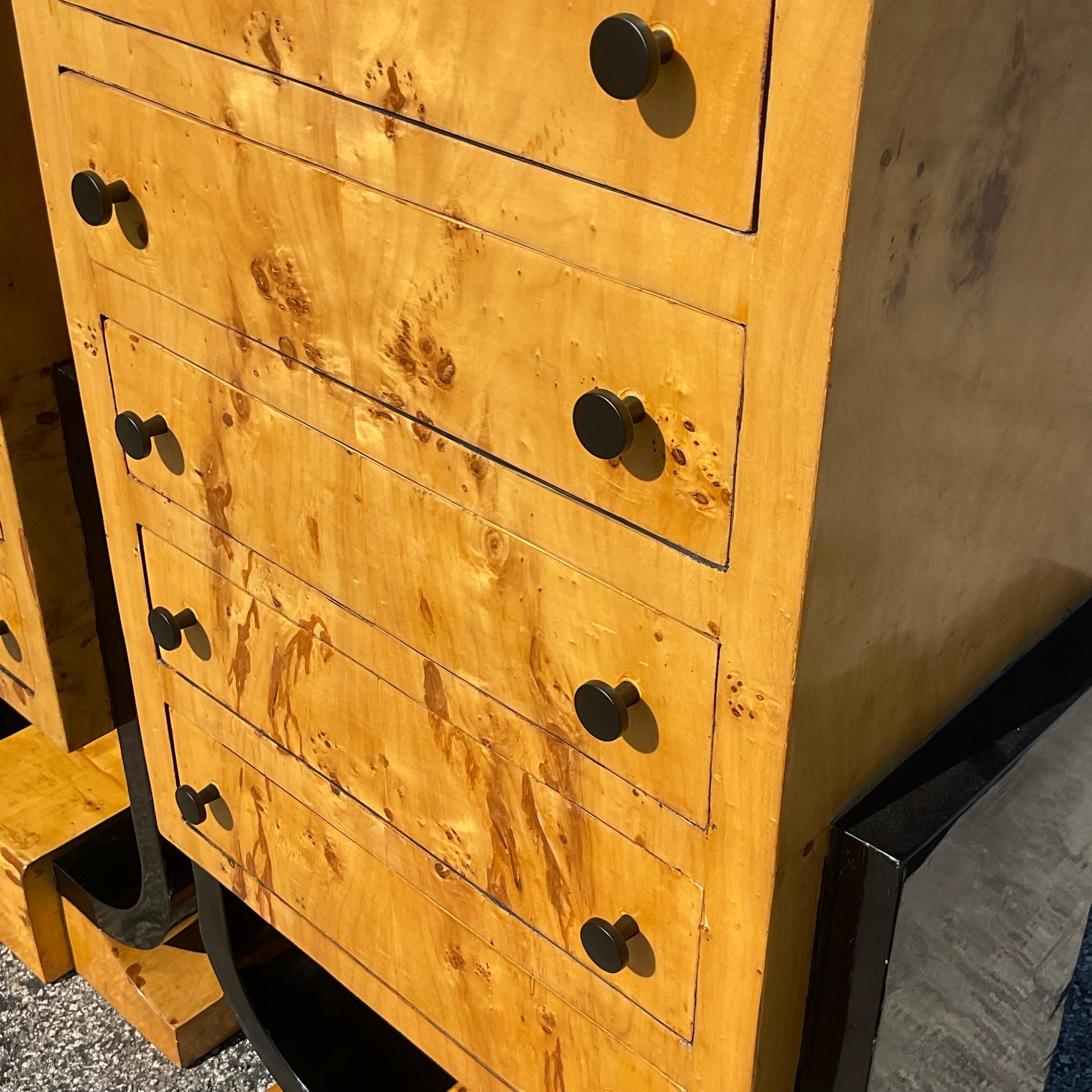 Late 20th Century Vintage Boho Burl Wood Chest of Drawers - a Pair For ...