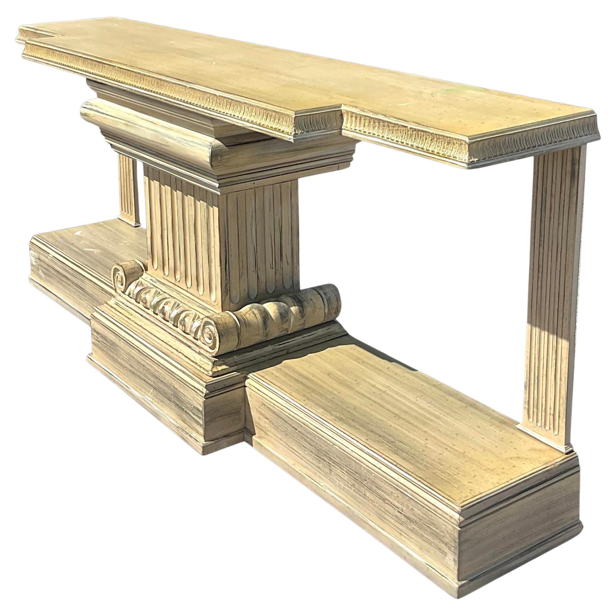 Vintage Boho Distressed Pine Console at 1stDibs