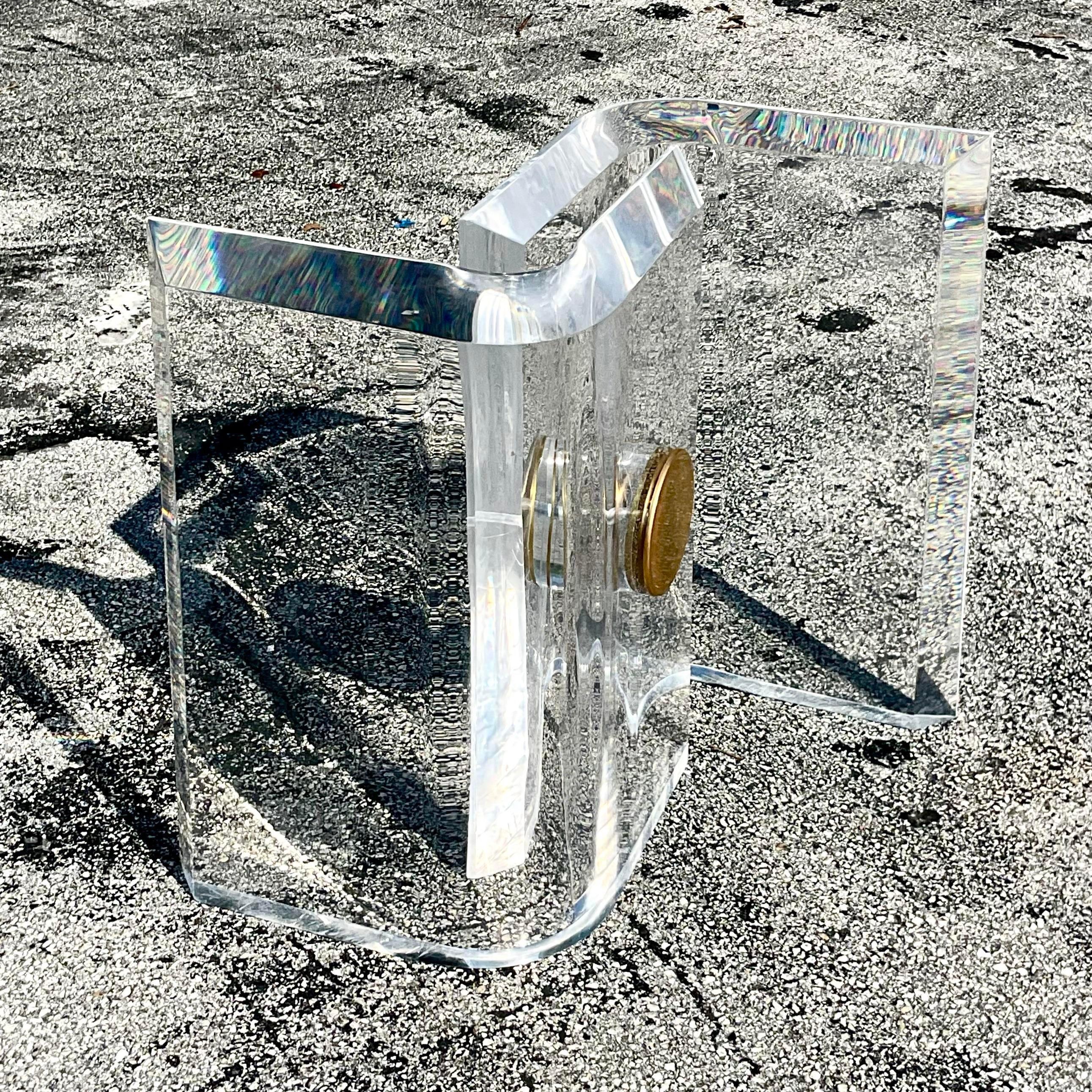 Late 20th Century Vintage Boho Lucite Dining Table Pedestal After ...